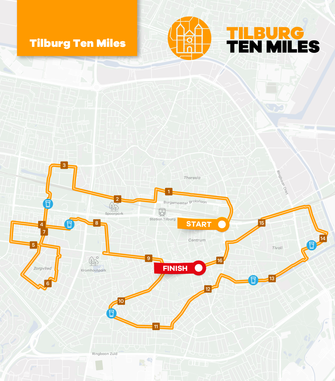 Parcourskaart - Tilburg Ten Miles